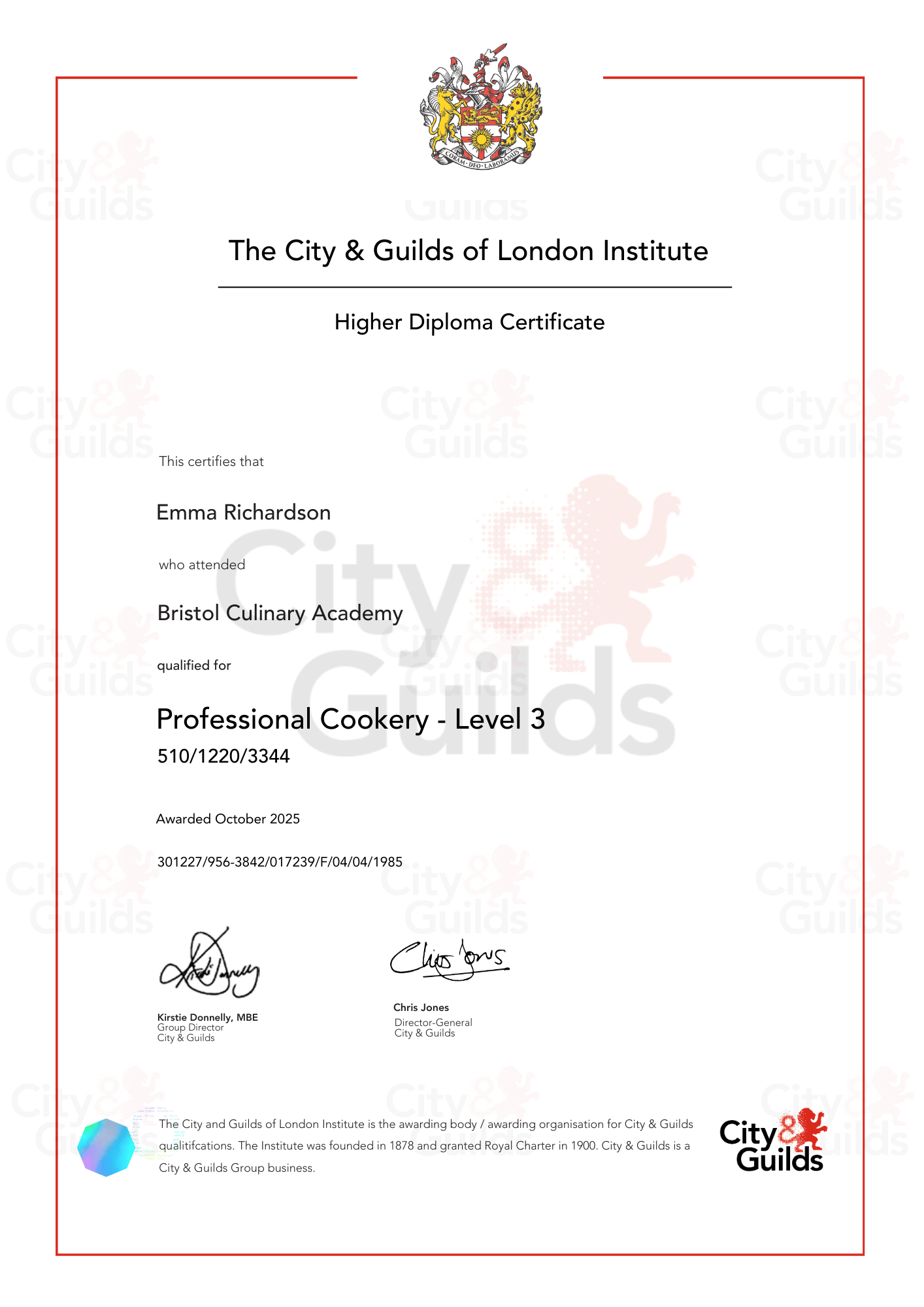 Top 10 City & Guilds Certificate Templates for Colleges and Training ...