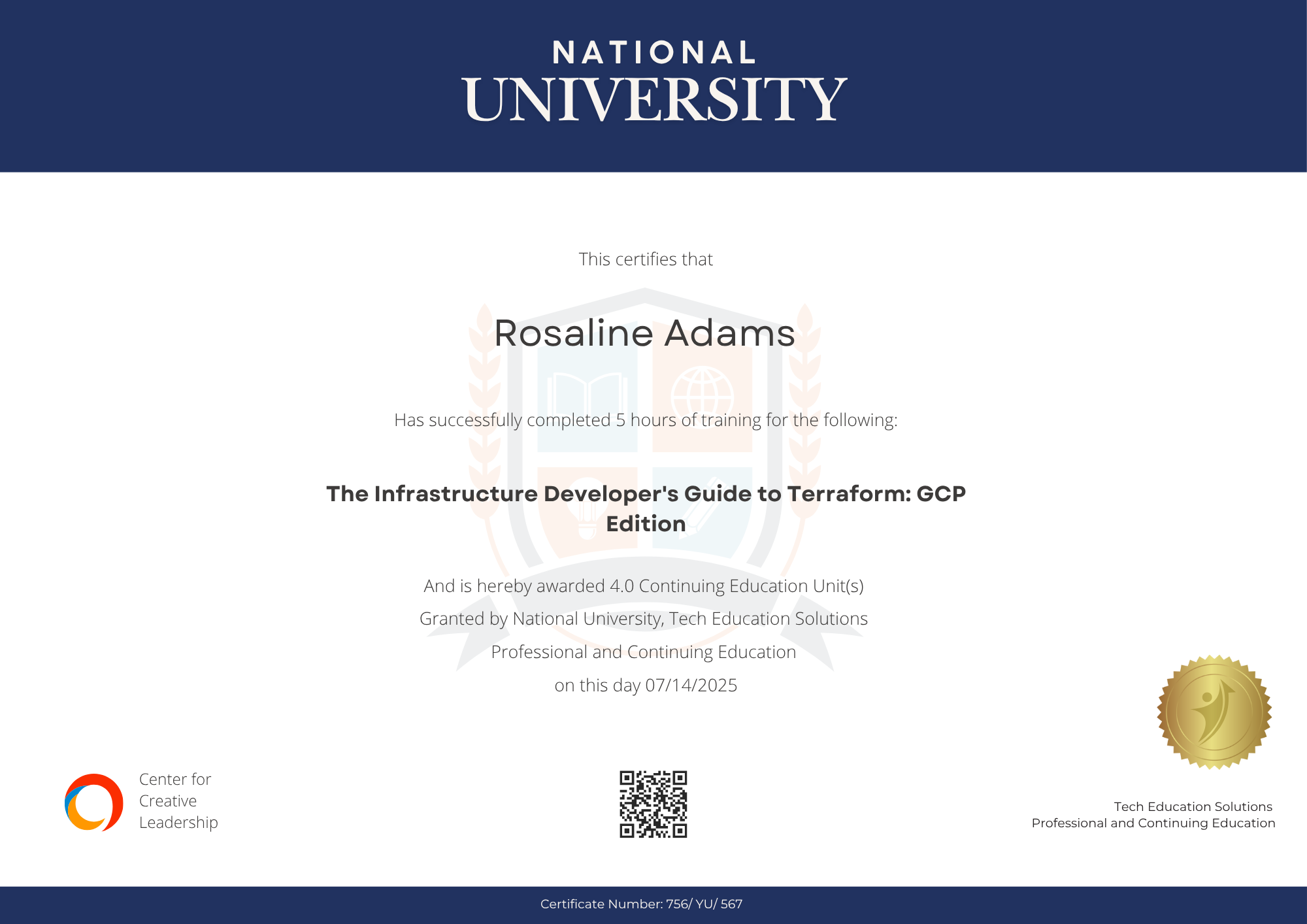 Elegant CEU Certificate Template for Professional Training